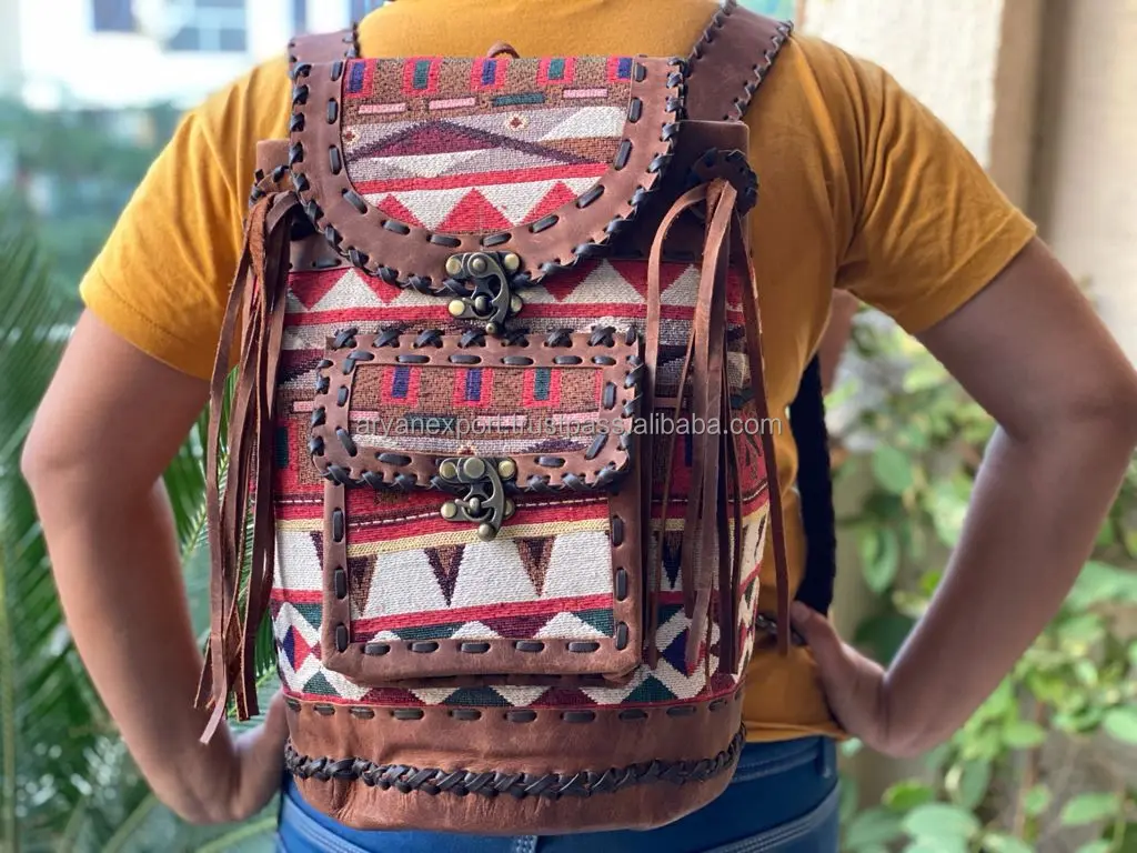 Shop Our Collection of Vintage Handmade Jacquard Leather Tassel Backpacks