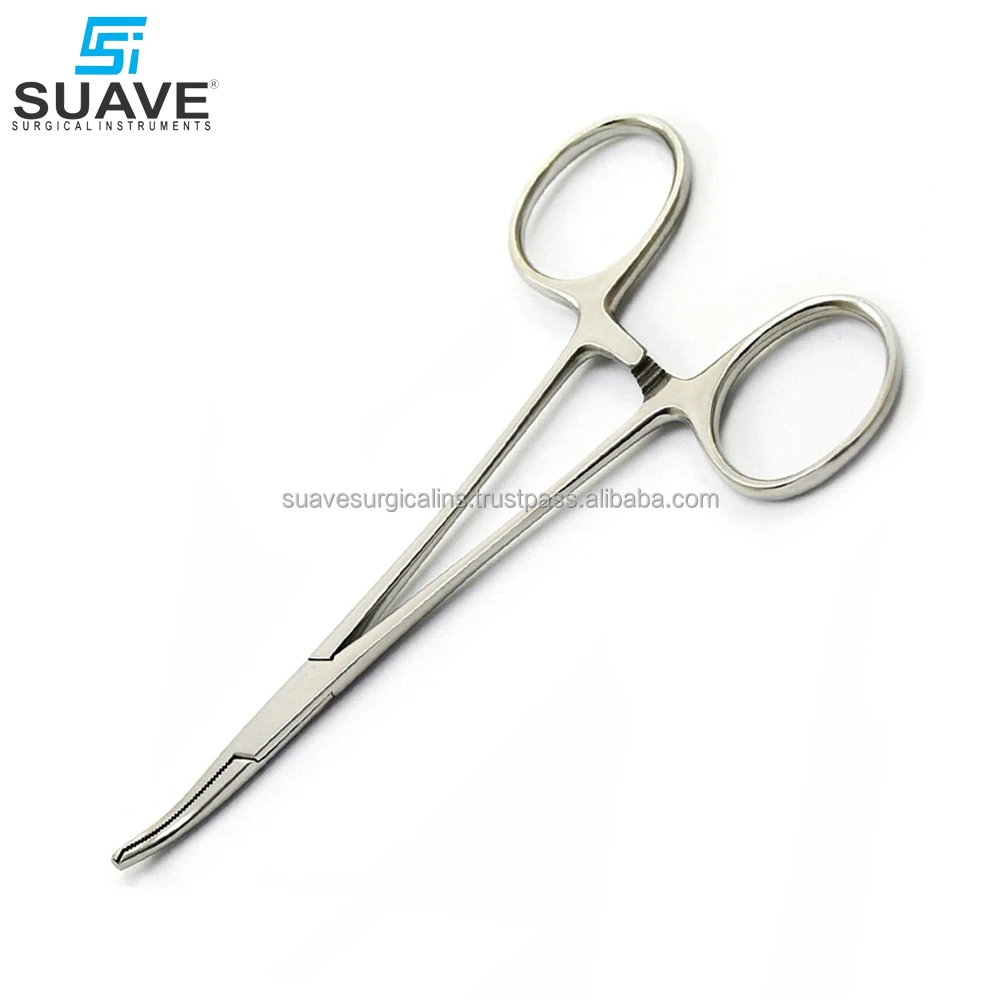 Locking Handle Curved Shape Surgical Instruments 23cm Size Rachet ...