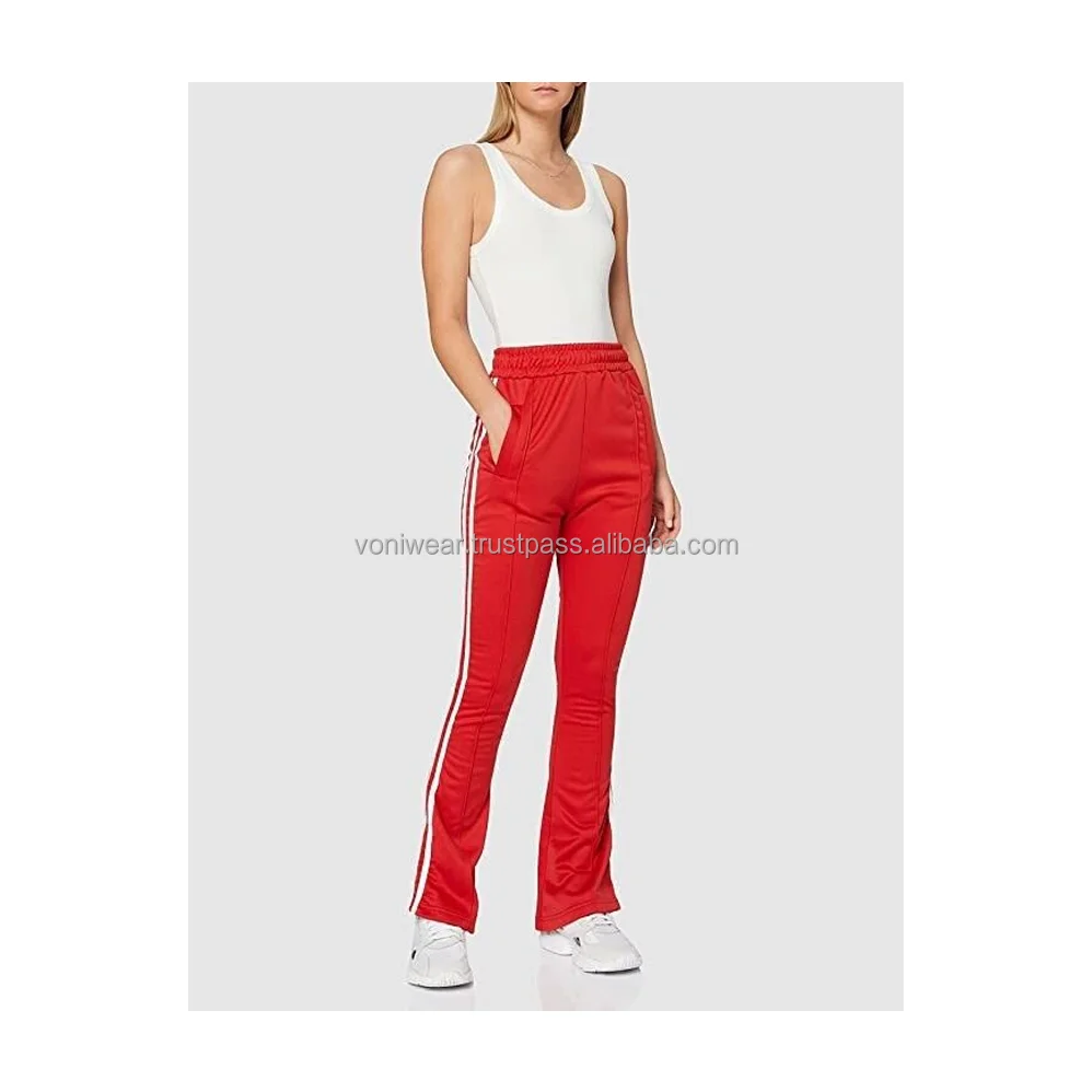 Unique Women's Track Pants Side Stripe Flare Leg Red Custom Colors and ...