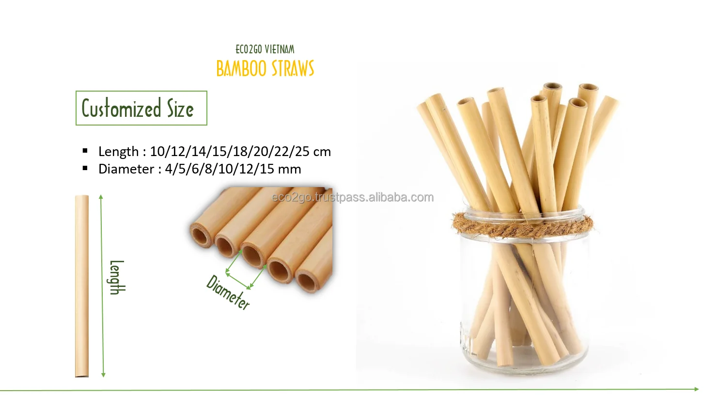 Eco-friendly Bamboo Straws by Eco2go Vietnam - Customizable