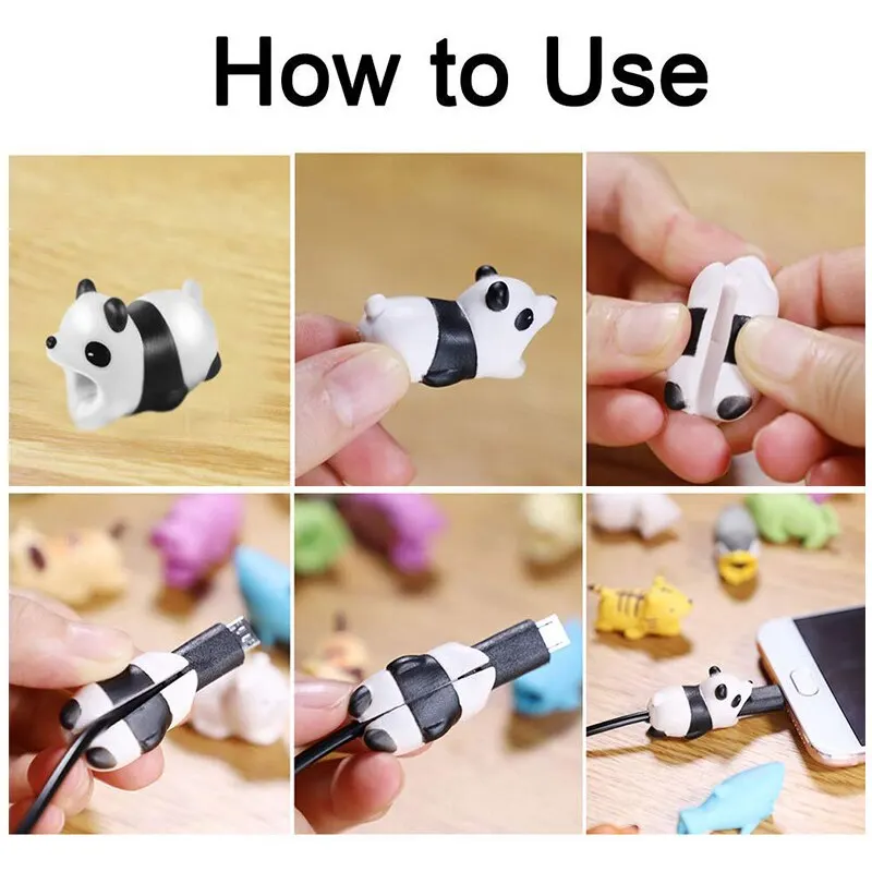 3 Cable Protector Animal Cute Cartoon Bites Winder Organizer For Usb ...