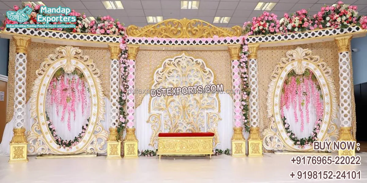 South Indian Open Concept Reception Stage Decor Wedding Open Style Ring ...
