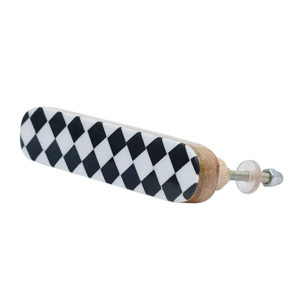 Handmade Bulk Black And White Checkerboard Almirah Handle Resin And ...