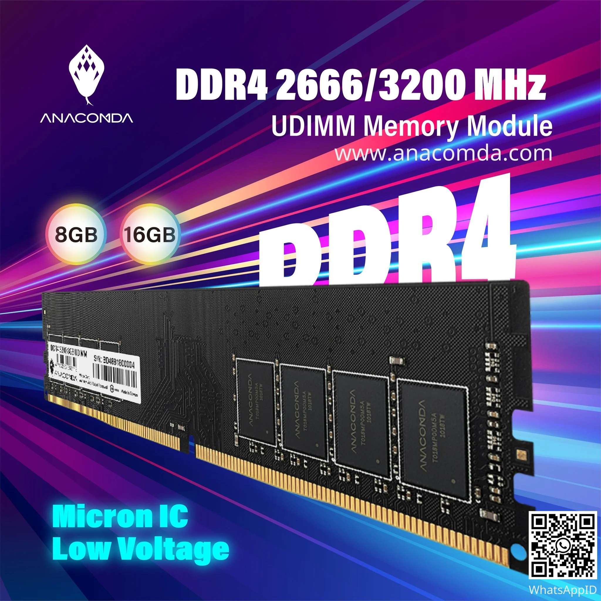 Gaming DRAM Module ANACOMDA Standard UDIMM DDR4 2666MHz CL19 8GB 16GB ...