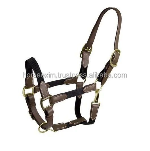 Rope & Leather Horse Halter \ Anatomic Leather Head Halter Leather ...