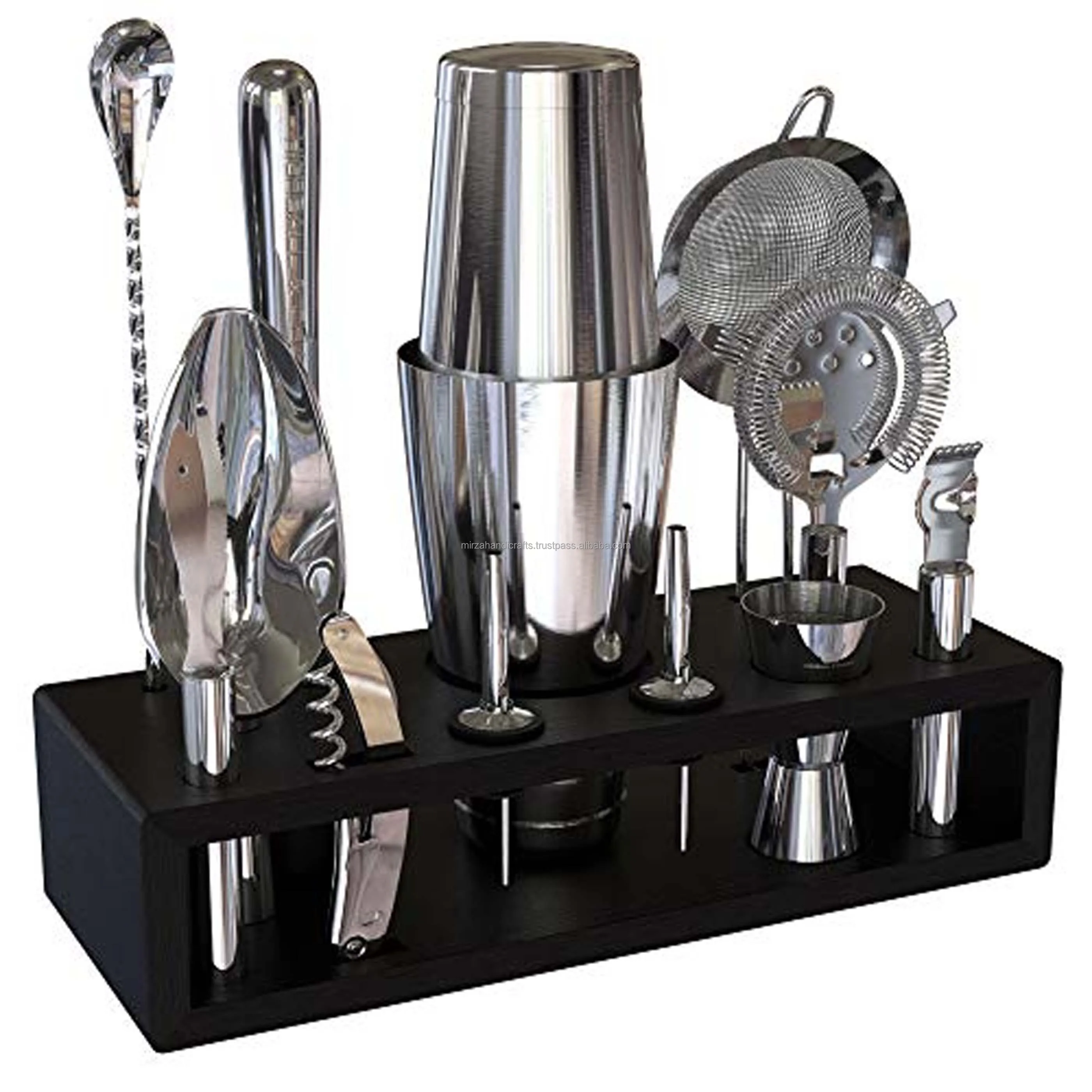 Latest Design Copper Finished Bar Ware Tools Wooden Stand Bag Travel ...