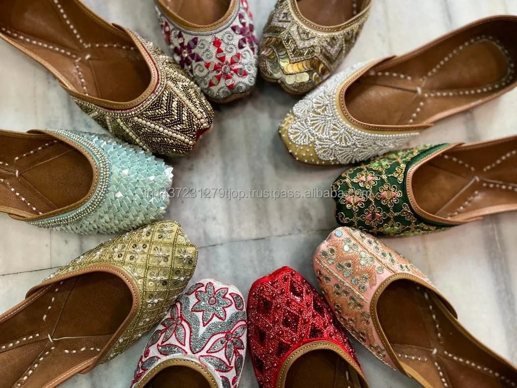 Ethnic Style Designer Jutti Women Embroidery Leather