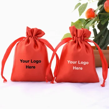 Satin Personalized Customize Logo Red Color Jewelry Pouch High Demand ...