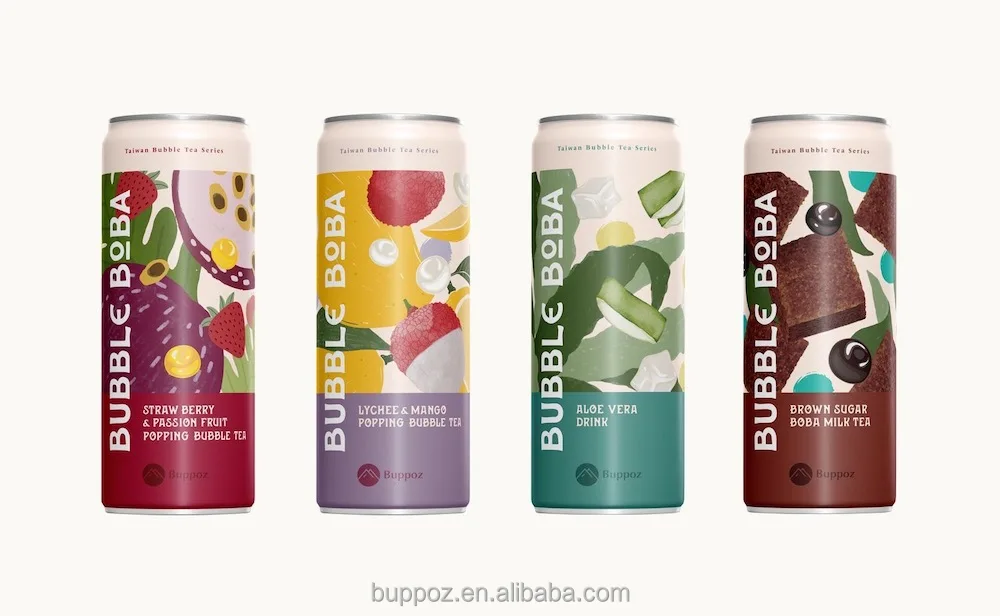 Lychee Mango Canned Popping Boba Juice Tea by Buppoz