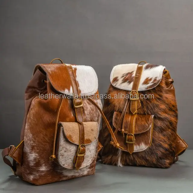 Lw Genuine Cow Hair On Hide Cowhide Leather Backpack School Bag For ...