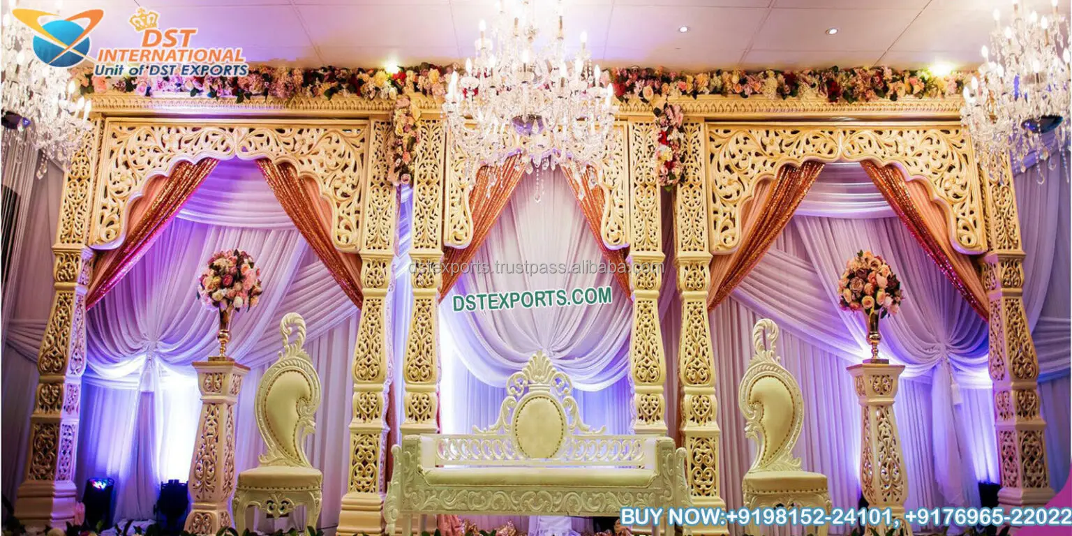 Glamorous Muslim Walima Stage Decor Set Ancient English Wedding Stage ...