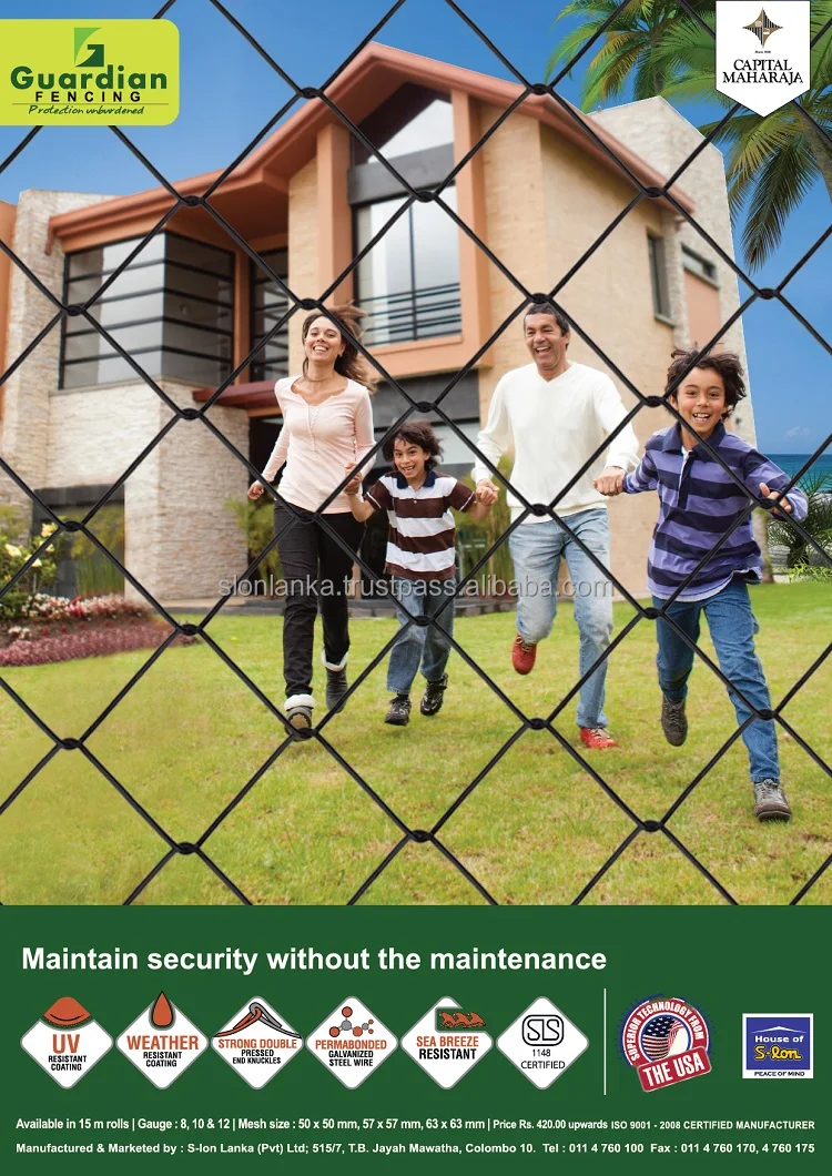Galvanized And Pvc Coated Sustainable Guardian Fencing Chain Link Fence ...