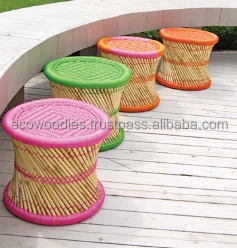 Simple Style Eco-Freindly Custom Colour Bamboo Cane Ottoman Set ...