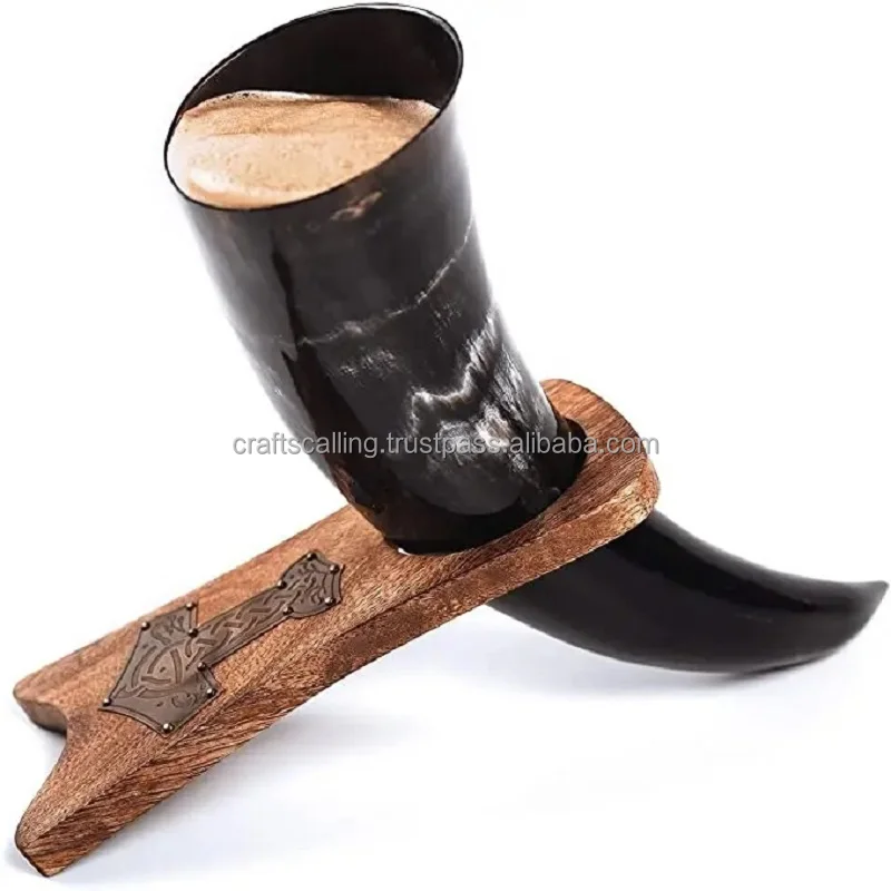 Authentic Ox-horn Viking Drinking Horn Leather Belt Holster Drinking ...