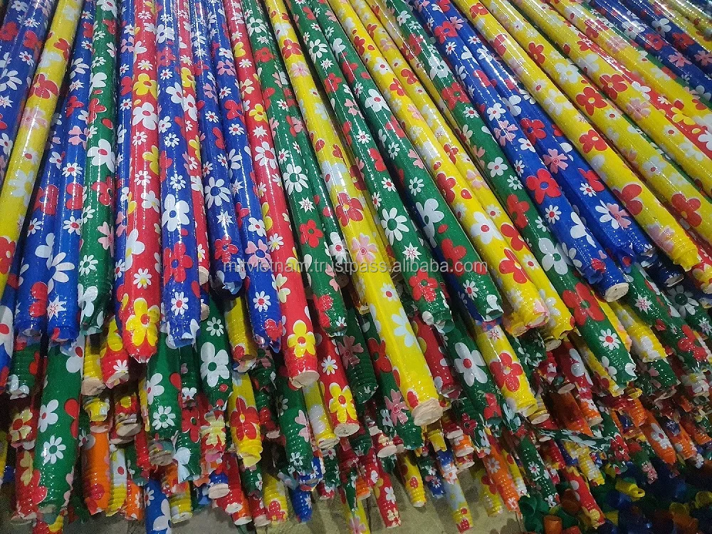 Wooden Broom Stick Italian Screw Thread Coated Flower Pvc Type 120cm X ...