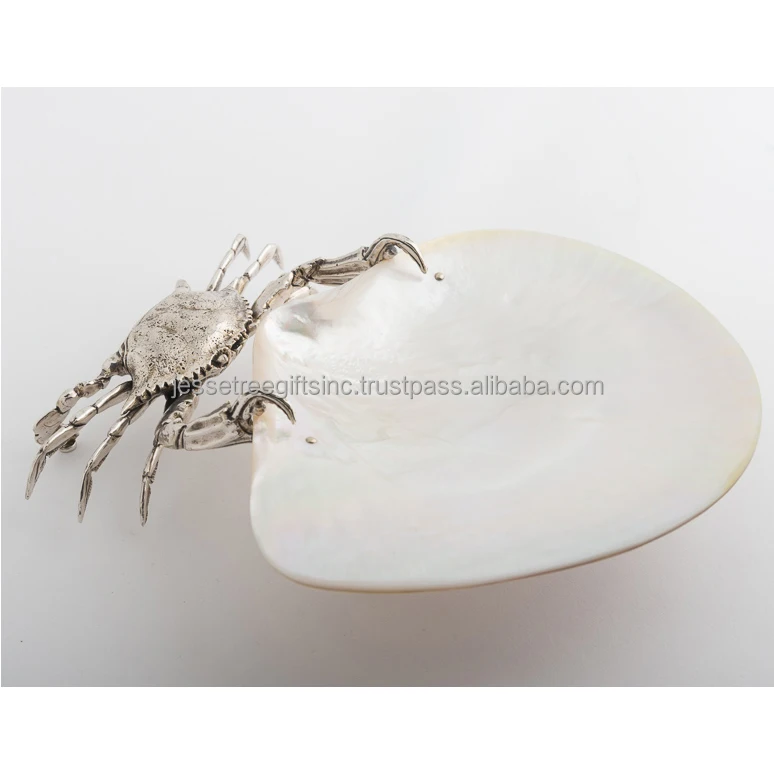 Aluminium Serve Bowl Crab Inlay Design With White Enamel & Antique ...