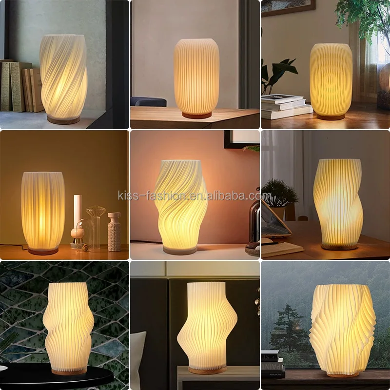 RGB 3D Printed PLA Table Desk Lamp with Remote Controller AC/DC Power ...