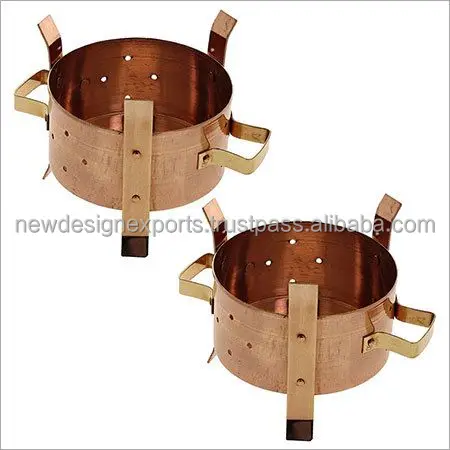 Pure Copper Angithi/sigdi With Brass Handles & Stand,Food Warmer For ...