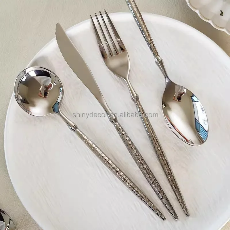 Luxury High Quality Wedding Shiny Silver Cutlery Set Stainless Steel ...