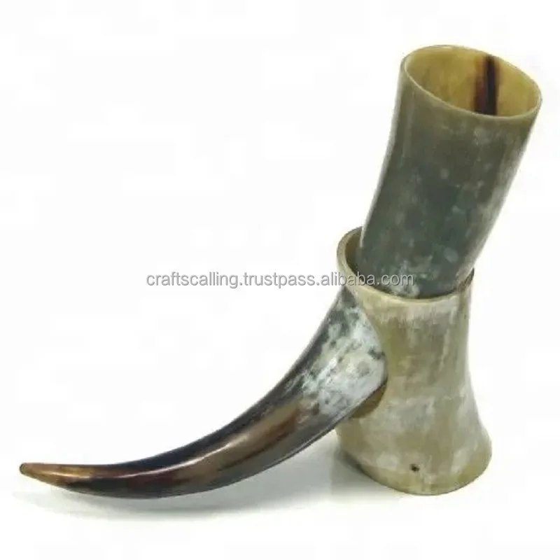 Authentic Ox-horn Viking Drinking Horn Leather Belt Holster Drinking ...