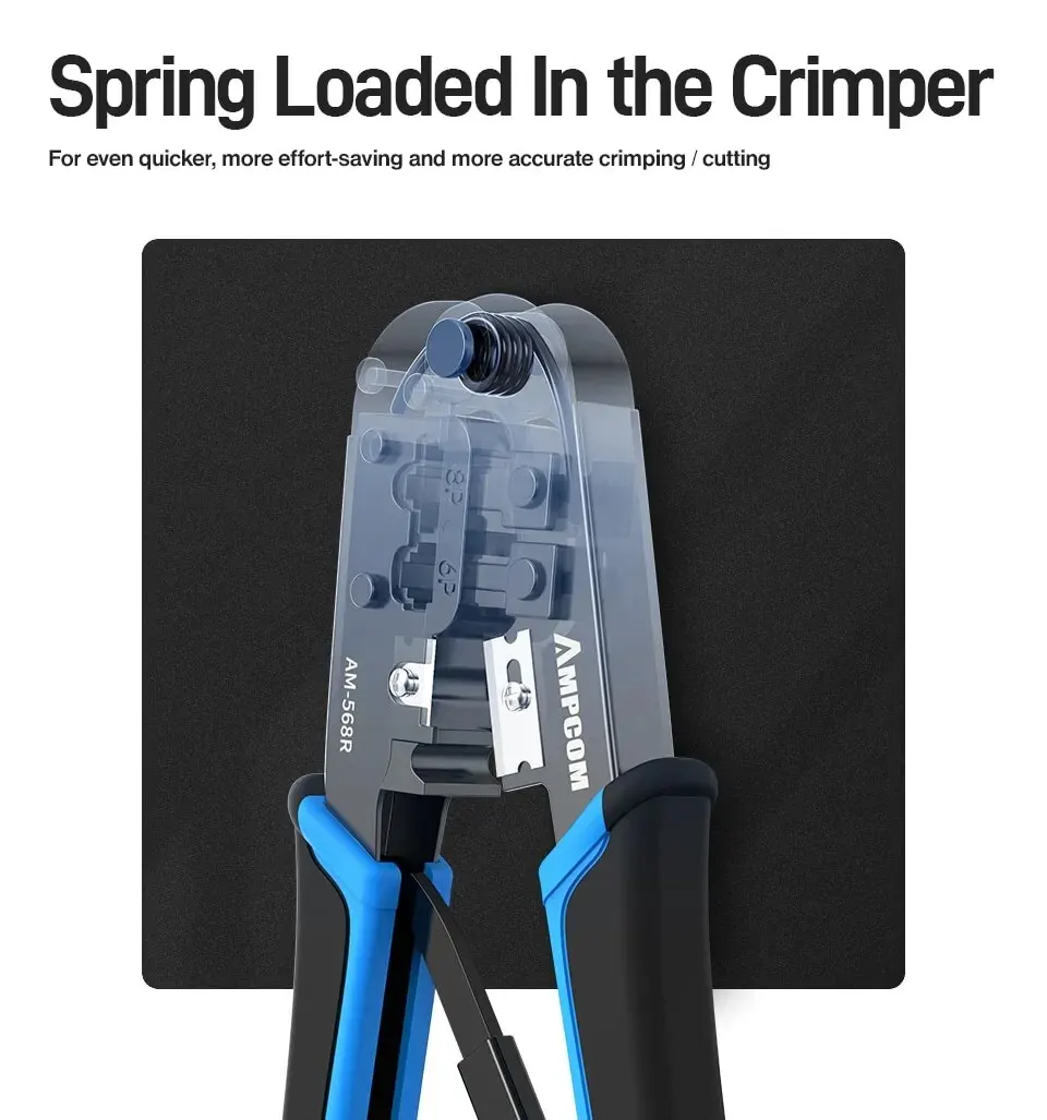 Ampcom Rj45 Crimper Rj11 Rj45 Crimping Tool Ethernet Network Lan Cable Crimper Cutter Stripper ...