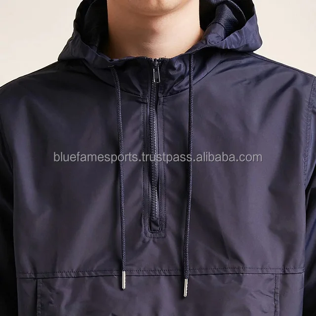 Wholesale Blank Custom Pullover Windbreaker Jacket Men's Hoodies Side-zip With Pockets Rain Coat ...