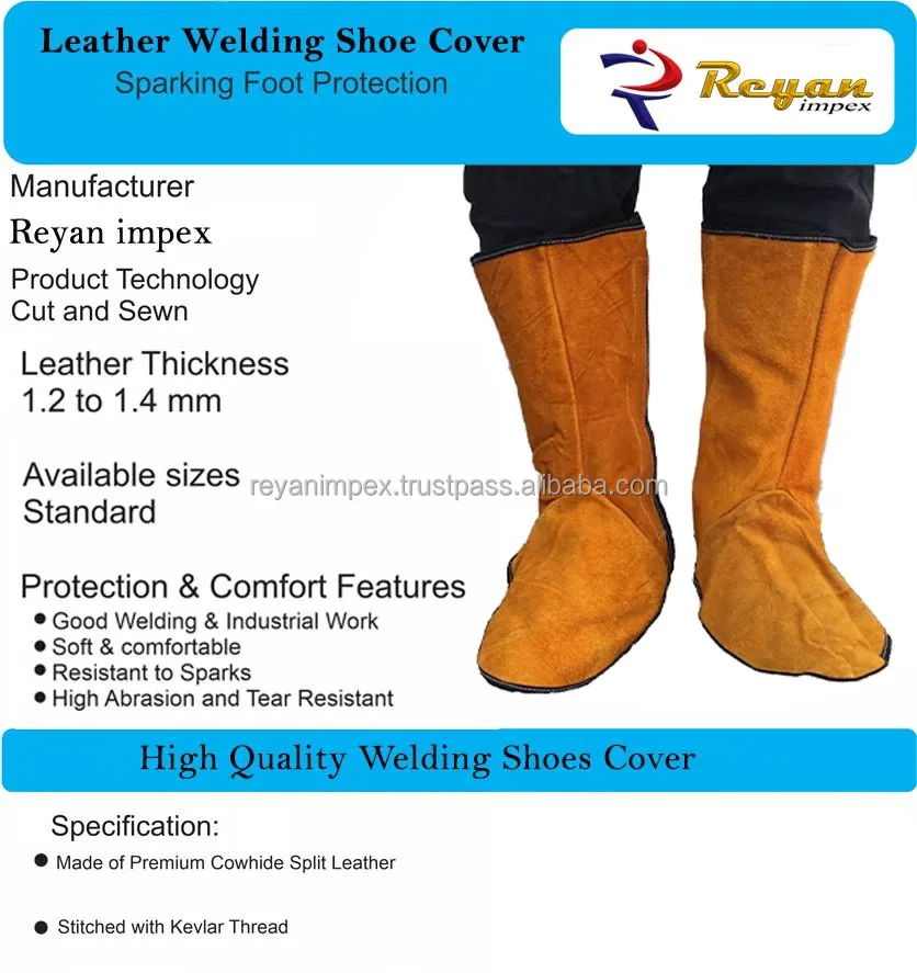 High Quality Flame Spark Protection Cow Leather Welding Shoe Cover ...