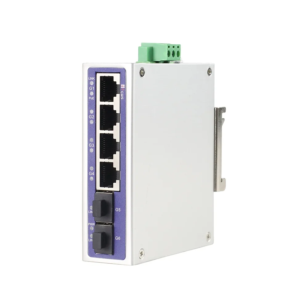 Din-rail Wall Mounting Industrial Poe Switch 6 Gigabit Port 2 Optical ...
