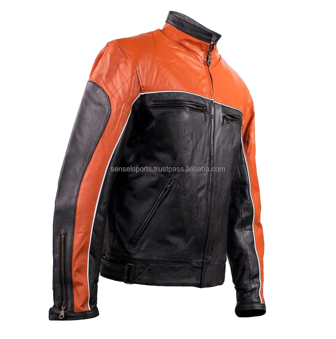 Mens Motorcycle Real Genuine Cowhide Leather Biker Jacket Racer ...