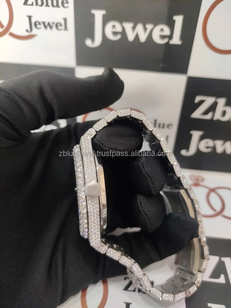 Vvs Moissanite Diamond Watch Handmade Moissanite Studded Watch ...