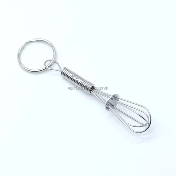 304 Stainless Steel Mini Egg Whisk Keychain Charm Kitchen Utensil Key ...