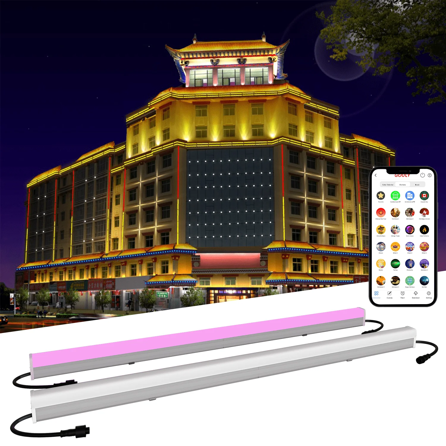 gouly OEM/ODM rgbw dmx addressable pixel strip tube light led 24v 14w ...