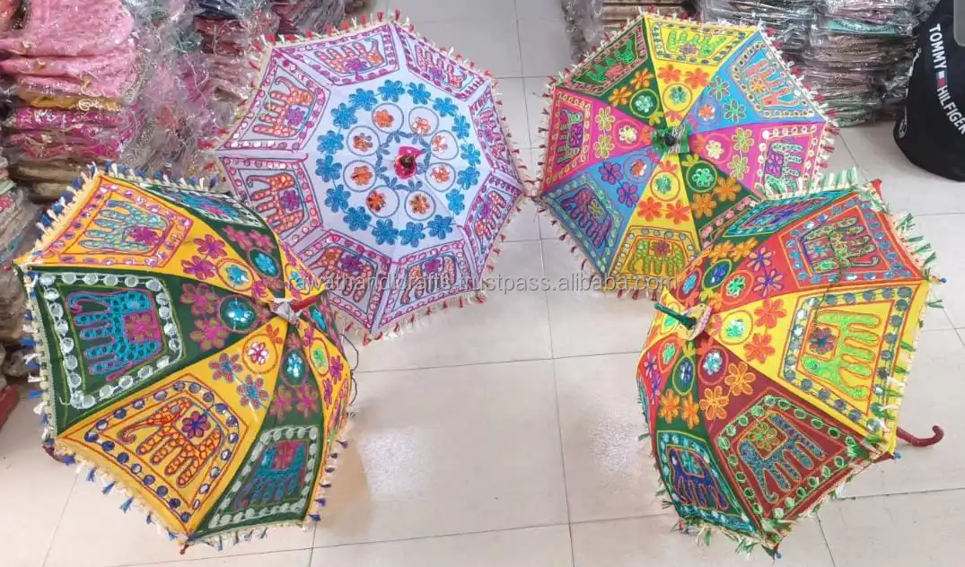 Indian Handmade Barcode Silk Decorative Lace Umbrella Small Decor ...