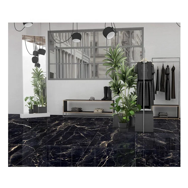 Super Glossy Munich Black Porcelain Marble Slab Large Size Modern ...