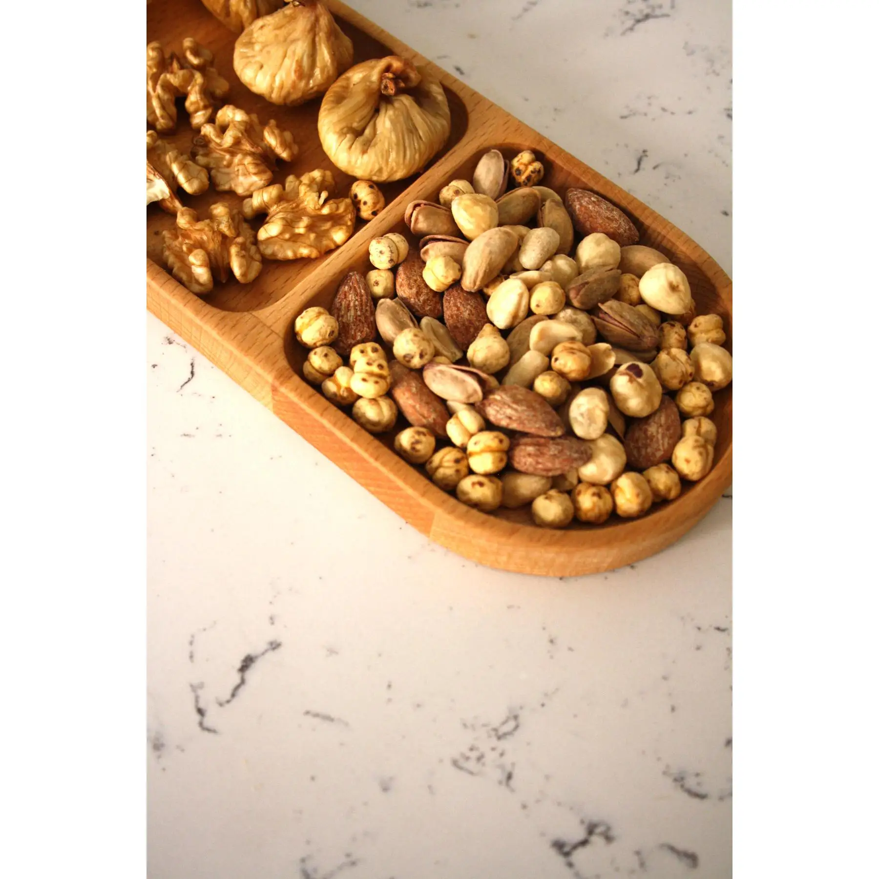 Wooden Snack Plate Bowl Snack Holder 3 Compartment Wooden Snack Holder ...