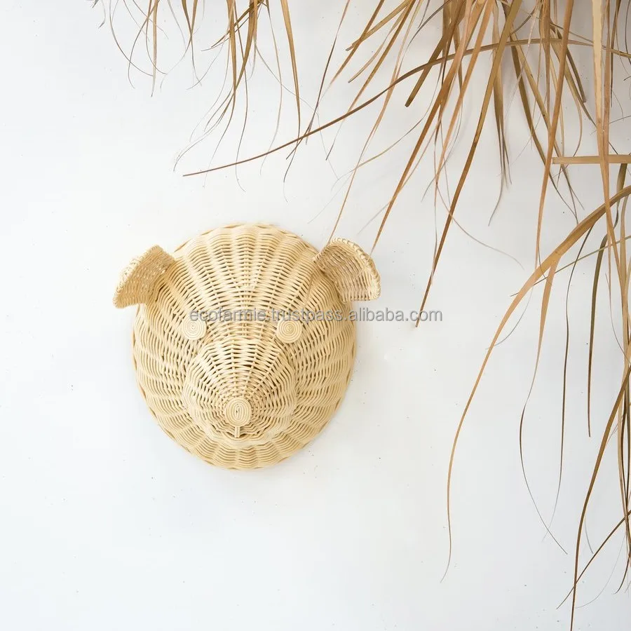 Wicker Wood Animal Head - Handwoven Rattan Giraffe Decor