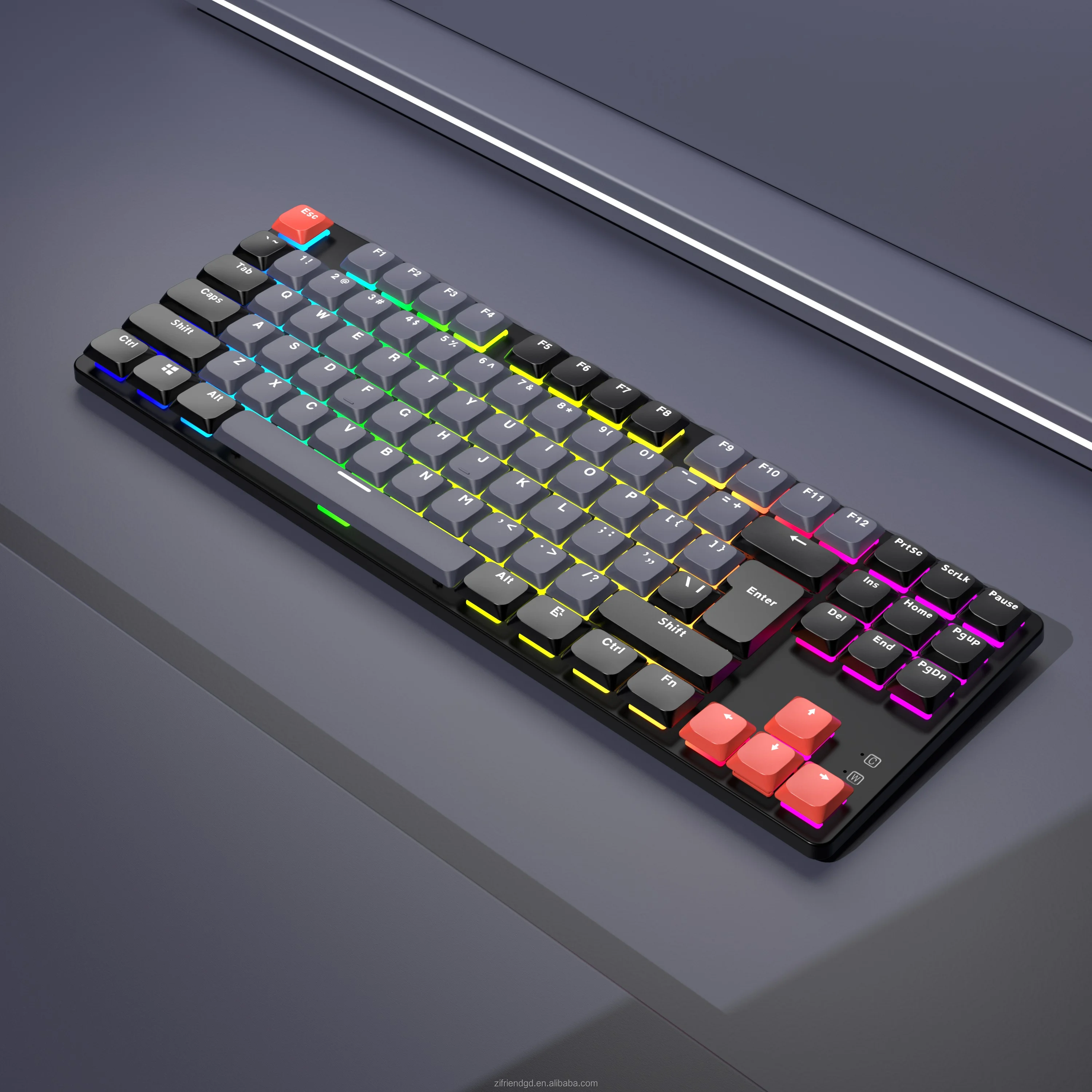 Custom75% Layout 87 Keys Wired Low Profile Ultra Thin Blue Red Switch ...