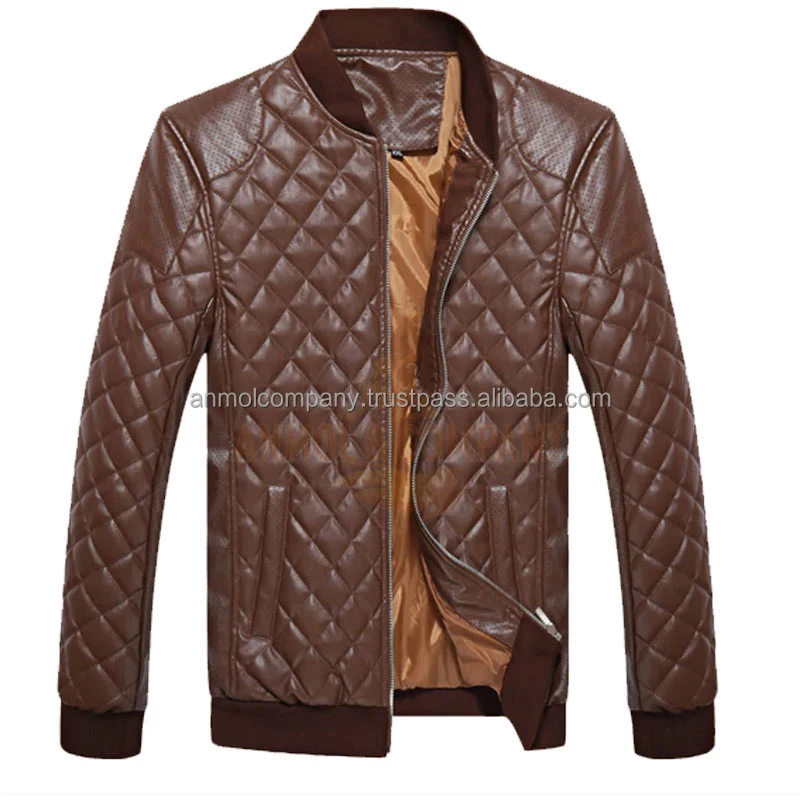 Men's High Quality Fashion Design Pu Men's Diamond Quilted Casual Faux ...