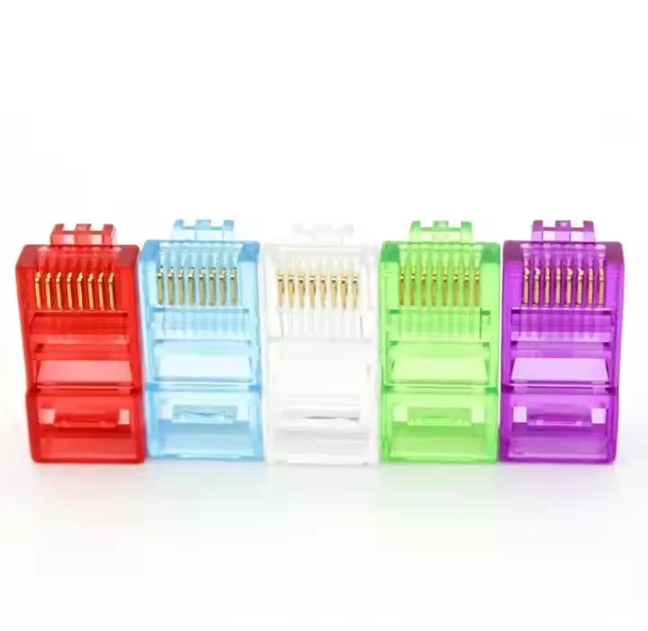 Gold Plate Rj45 Plug Crystal Coloful Cat5e Cat6 Lan Cable Network ...
