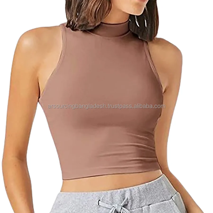 Premium Quality Women's Halter Tank Top Ladies Comfortable Tops Nylon Spandex Female Singlet ...