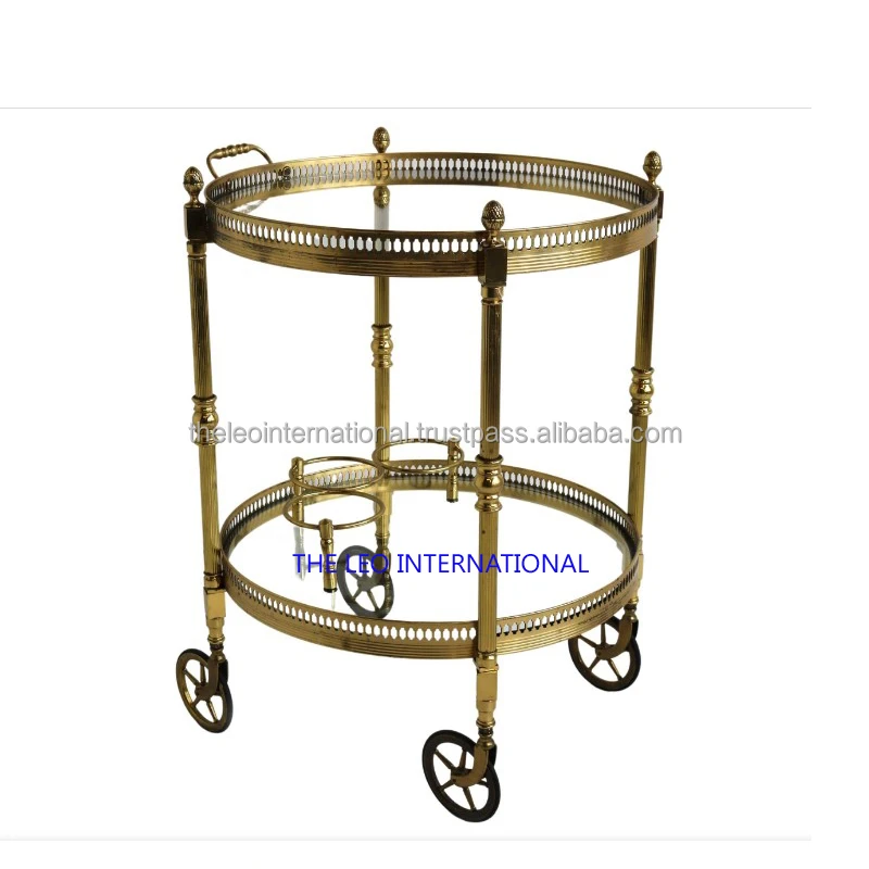 2022 Hotel Kitchen Gold Metal Mini Bar Trolley - Stylish & Functional