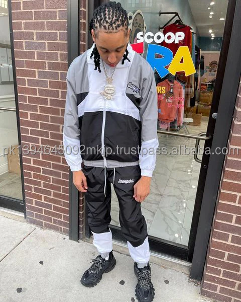 Wholesale Blank Wind Breaker Suit Streetwear Full Zip Tracksuit Nylon ...