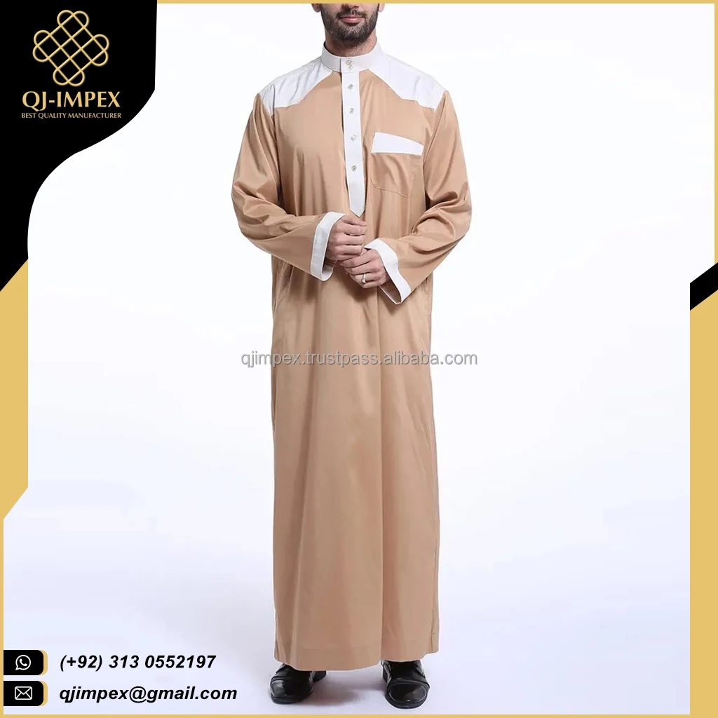 Customized Cotton Islamic Men Thobes Men's Saudi Arabian Design Long ...