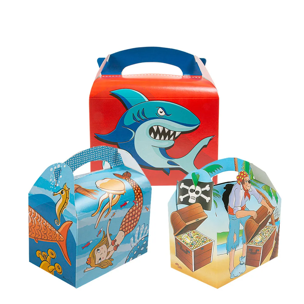Shark Pattern Folding Paper Food Folding Packaging Box Chicken Fried ...