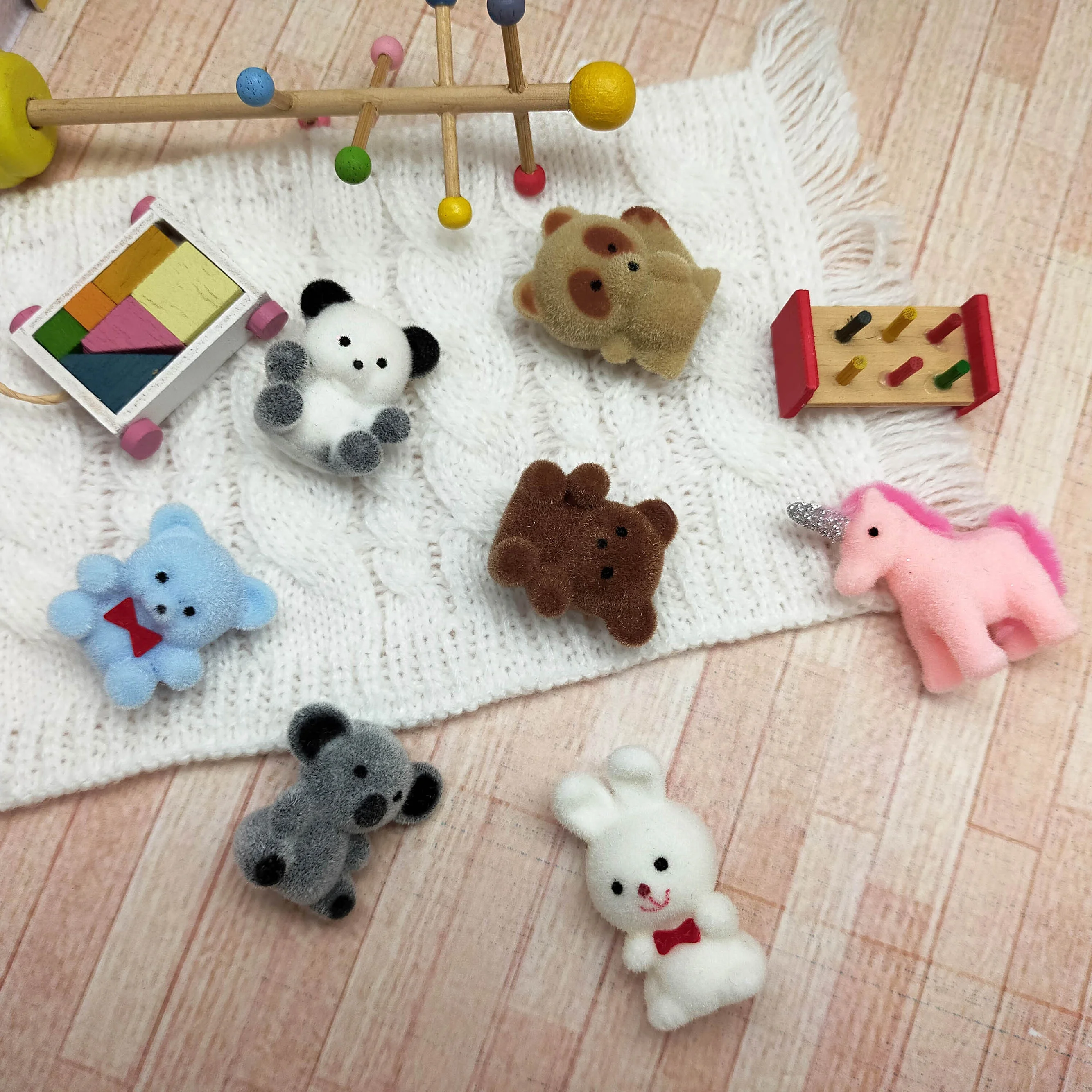 Miniature Dollhouse Flocking Animals - Bear, Rabbit, Koala