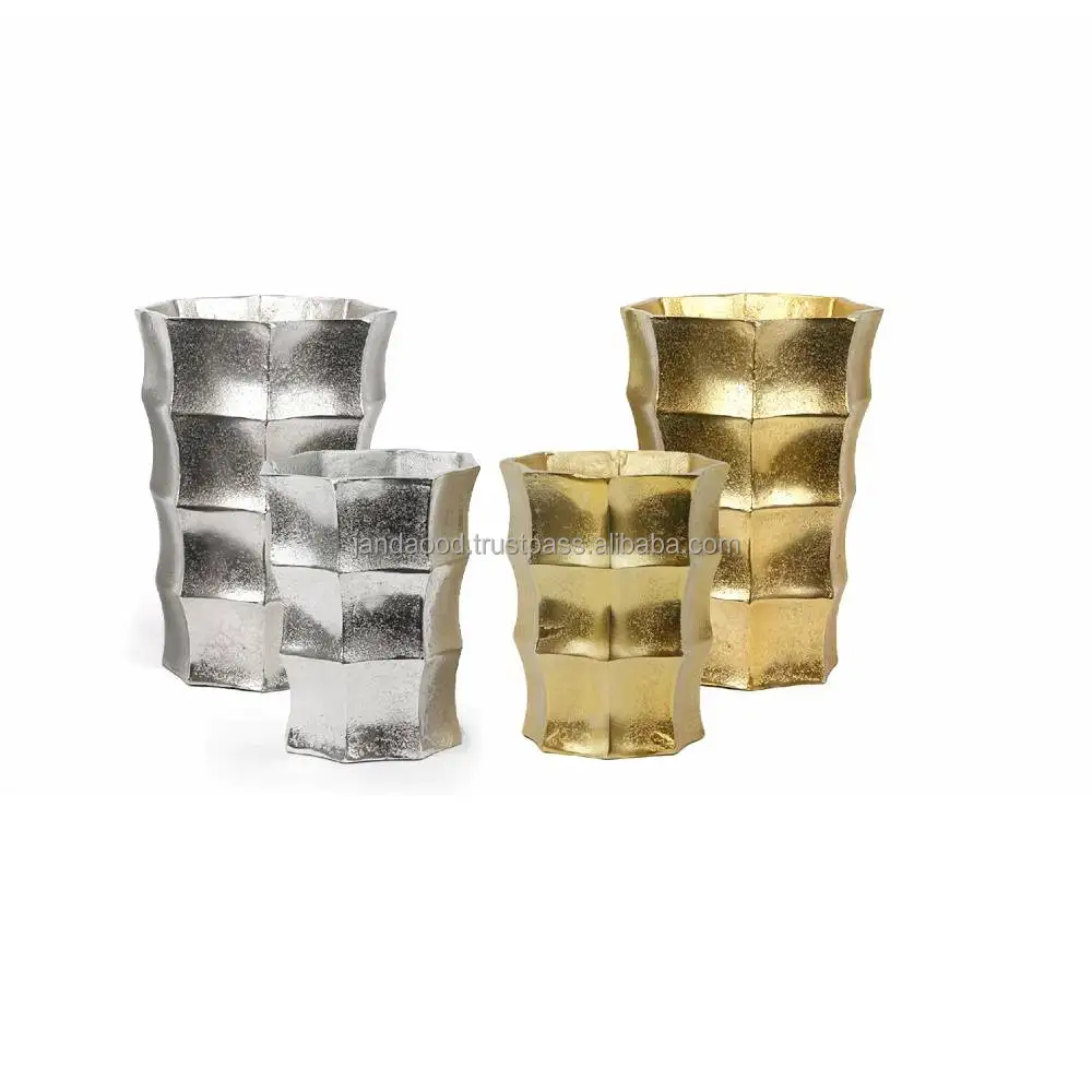 Modern Metal Tall Floor Vase In Gold Finish Metal Model Table Vase ...