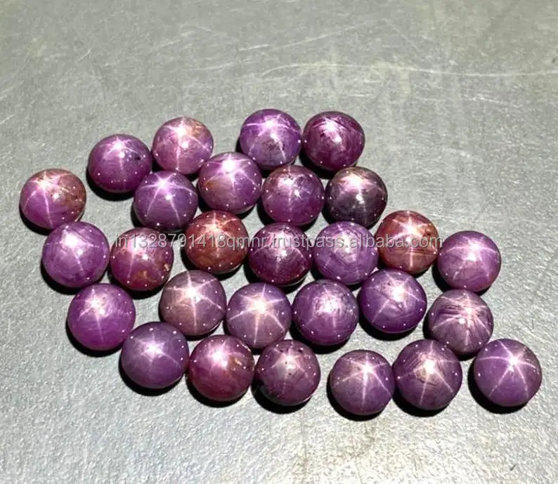 Natural Stone Ruby Star Cabochon Round Shape Plain Pair Loose Gemstone ...