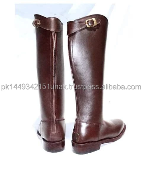 Equestrian Long Zipper Boots Leather Men Horse Riding Tall Real Leather ...