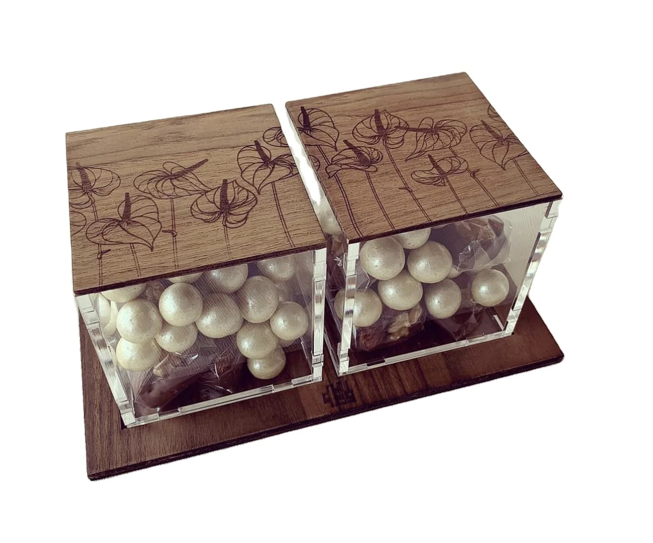 Luxurious Acrylic Jar with Mother of Pearl inlay Bone inlay Wooden Lid ...