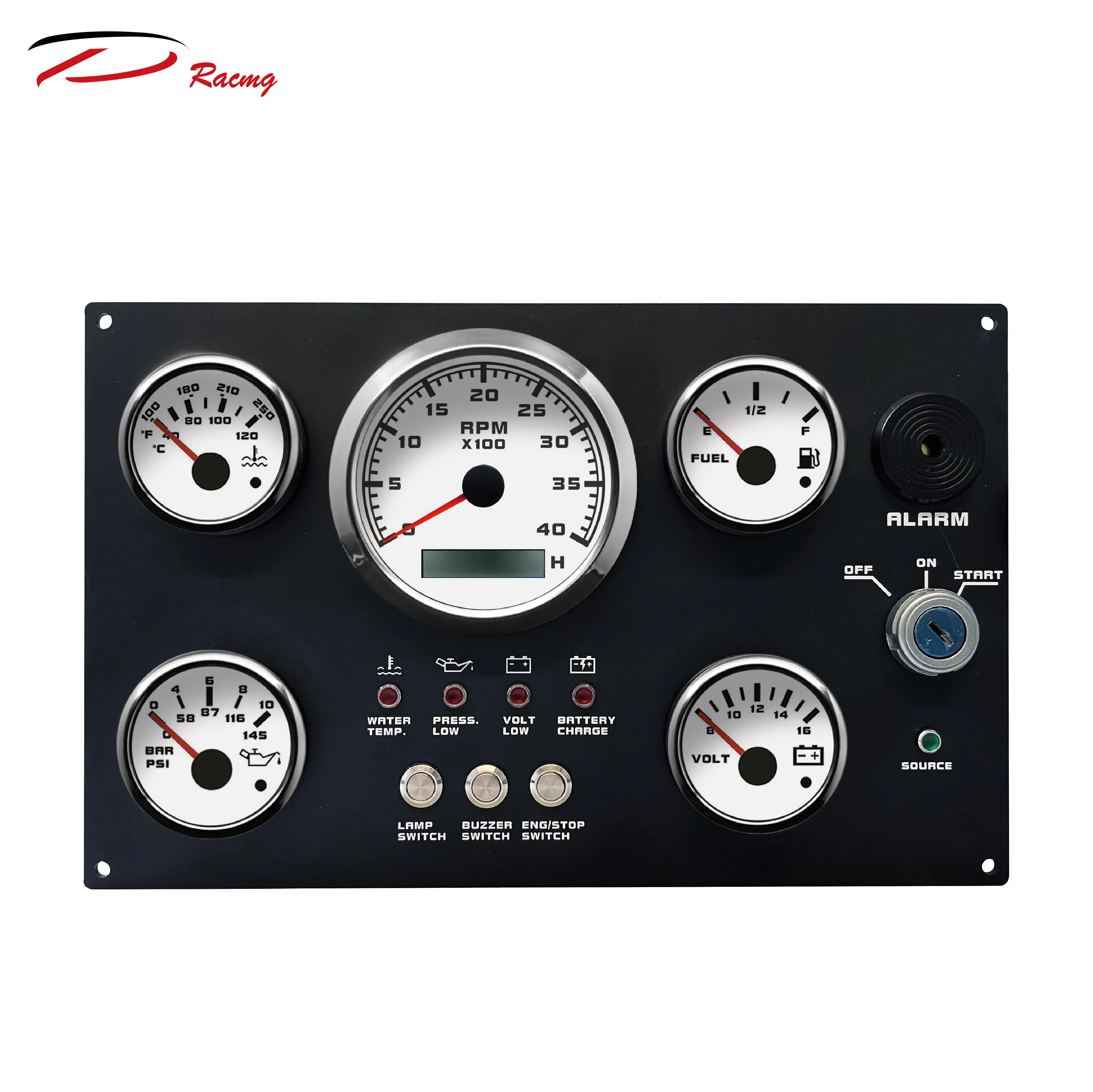 85mm Engine Instrument Gauge Meter Panel 5 Gauges Panel Set White ...
